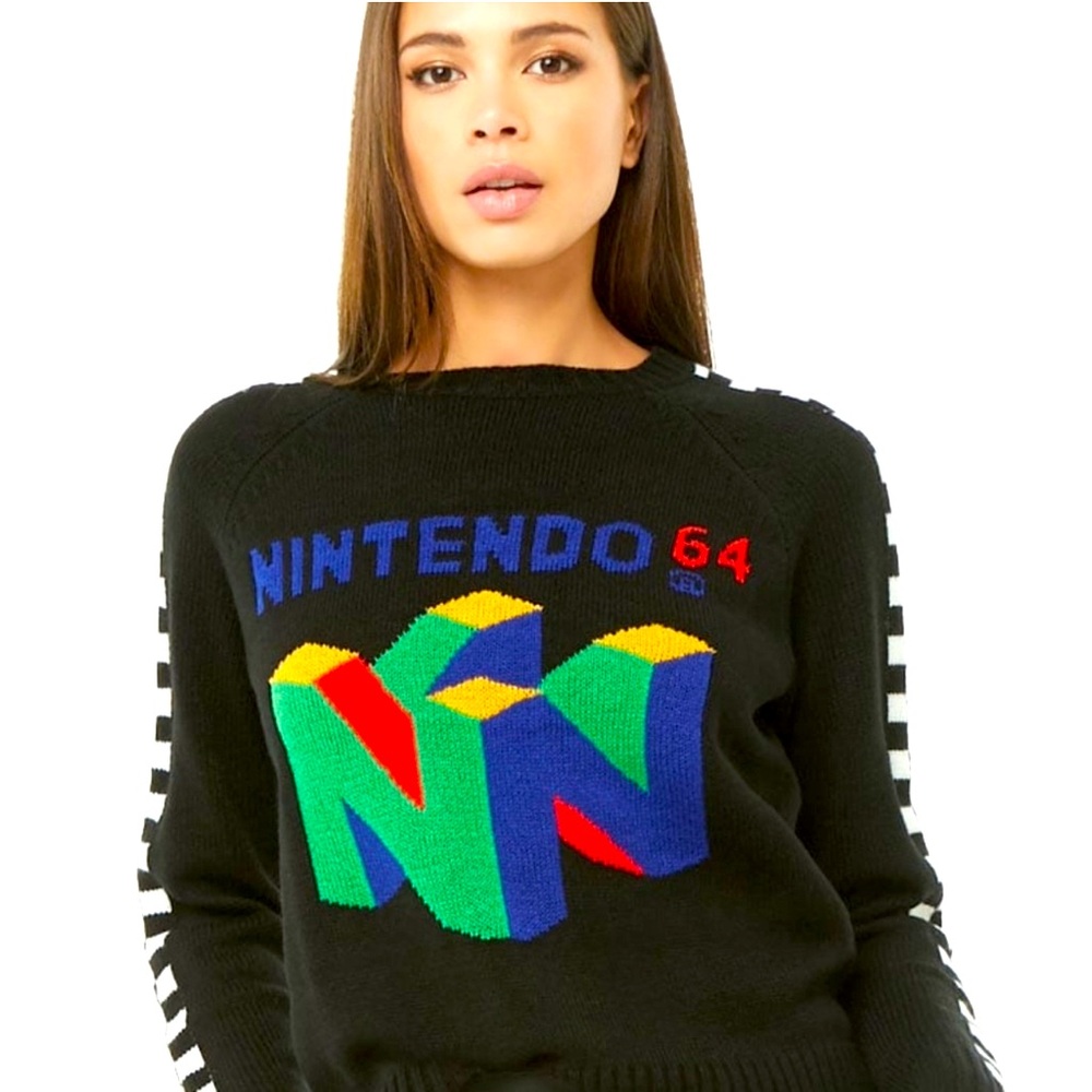 Nintendo 64 Black Graphic Sweater by Forever 21, New … - Gem